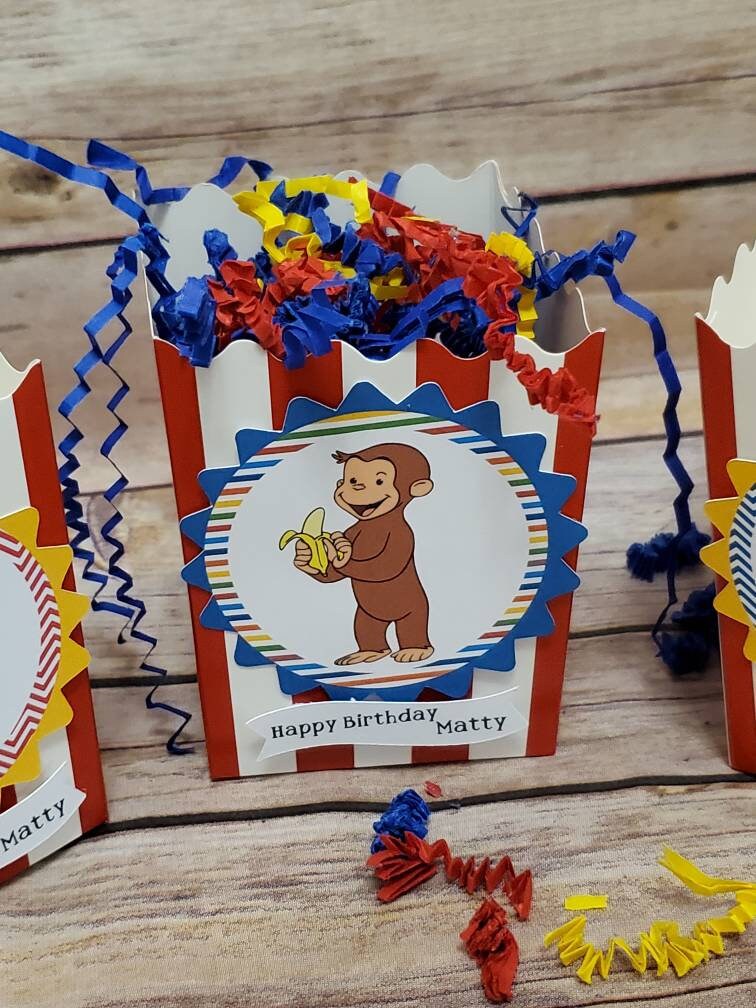 Curious George Popcorn Boxes Curious George Birthday Curious | Etsy