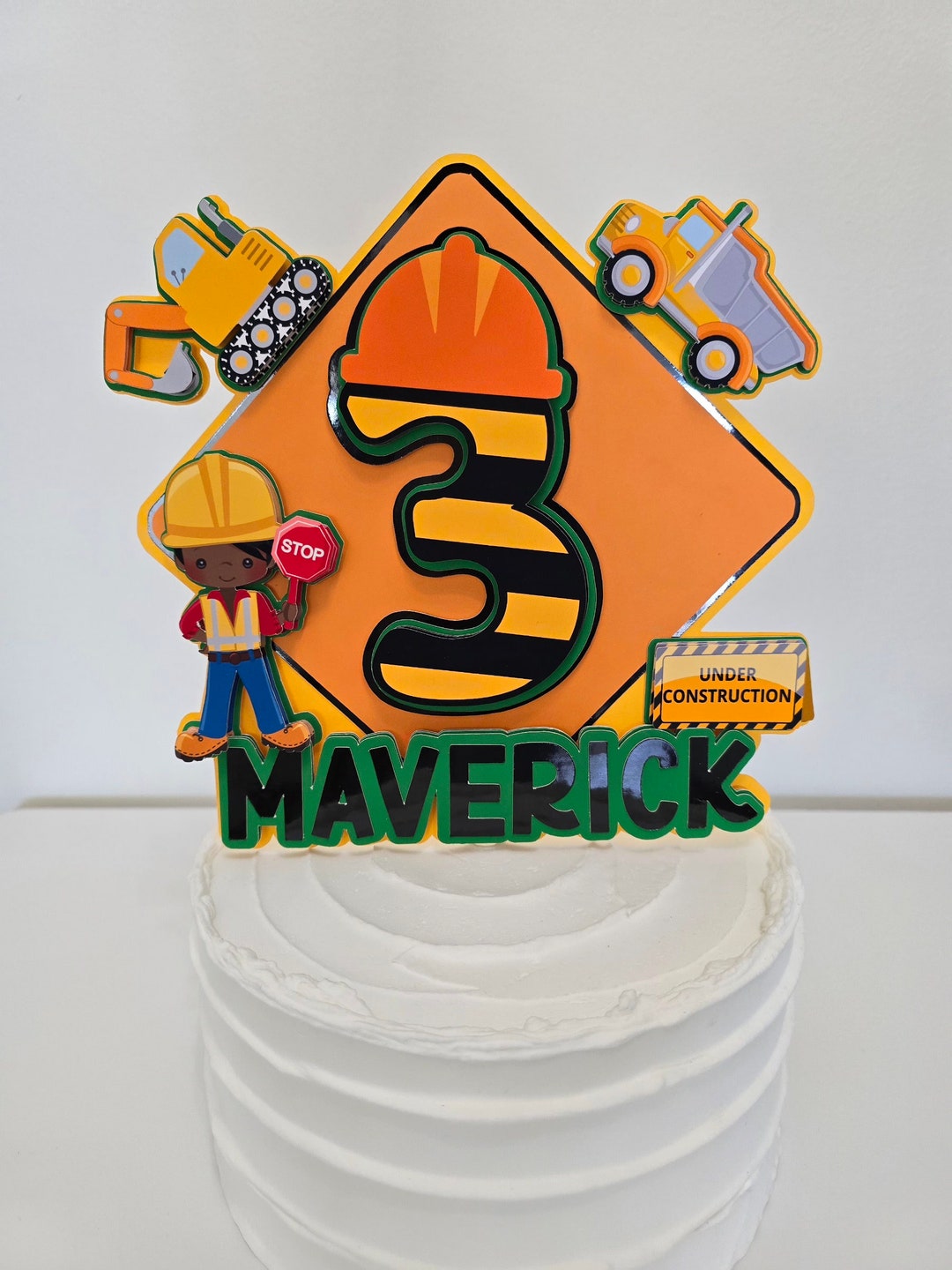 Construction Theme Cake Topper-custom Cake Topper-construction Birthday ...