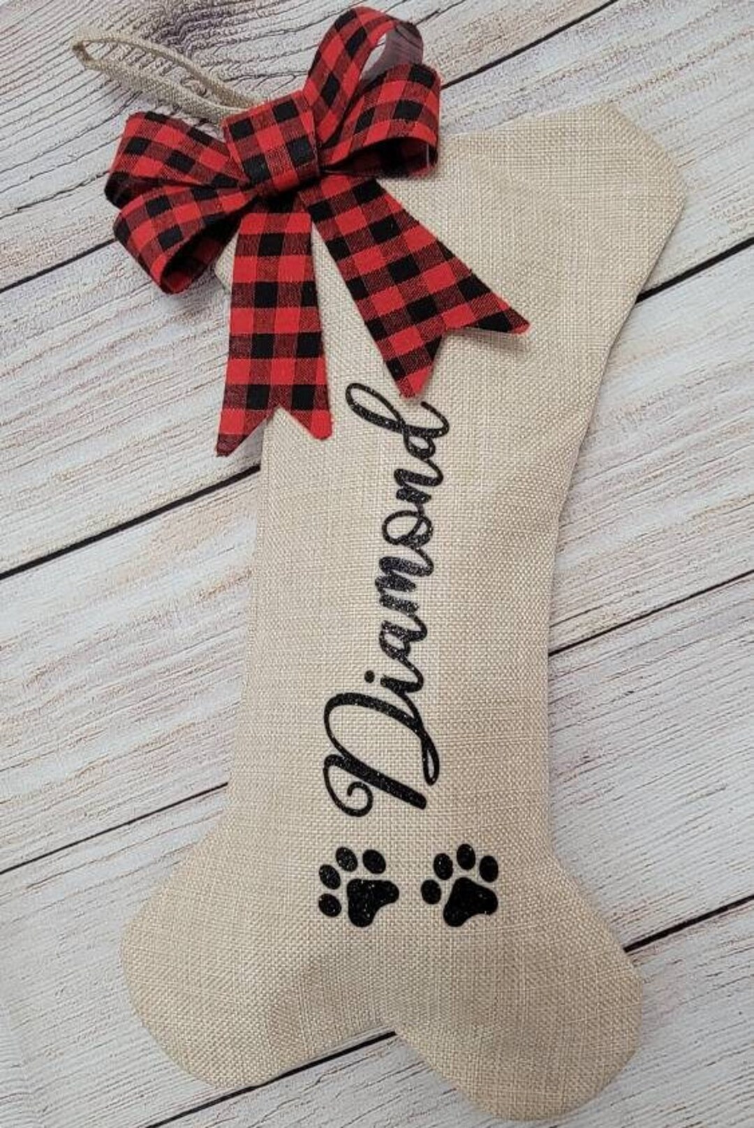 Personalized Dog Bone Stocking, Buffalo Check Stockings, Stockings for ...