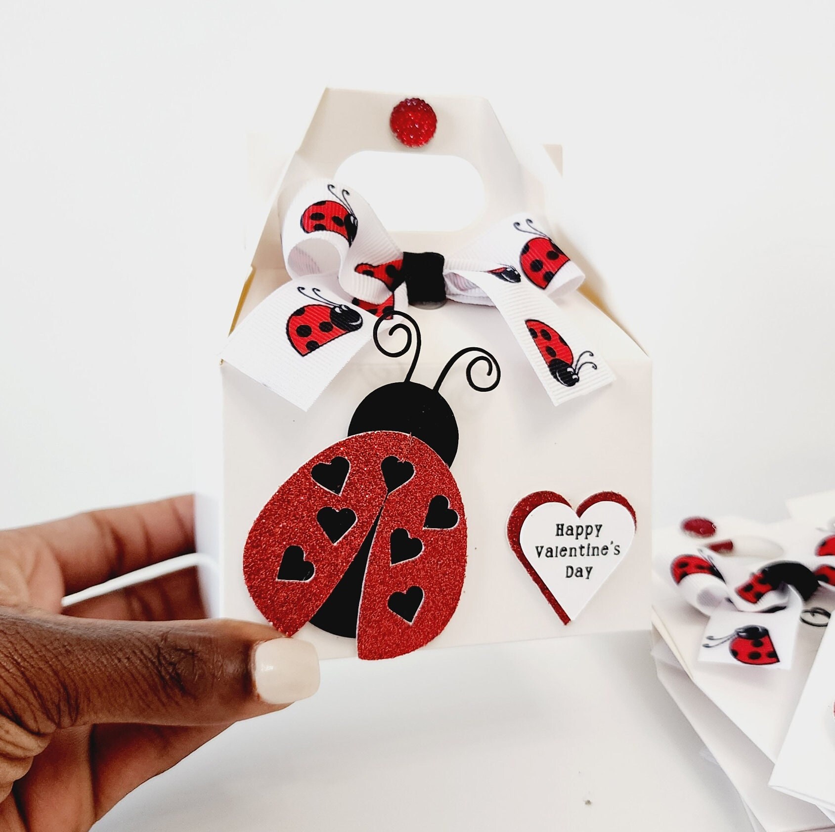 Ladybug Valentine's Day Treat Boxes: Glitter Love Bug Gable Box - Etsy