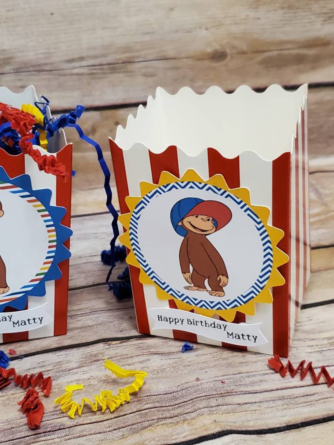 Curious George Popcorn Boxes Curious George Birthday Curious | Etsy