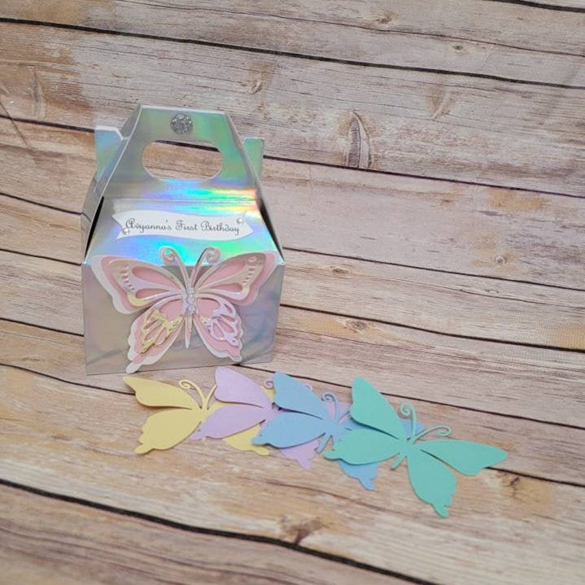 Iridescent Foil Gable Boxes Butterfly Favor Boxes Butterfly | Etsy