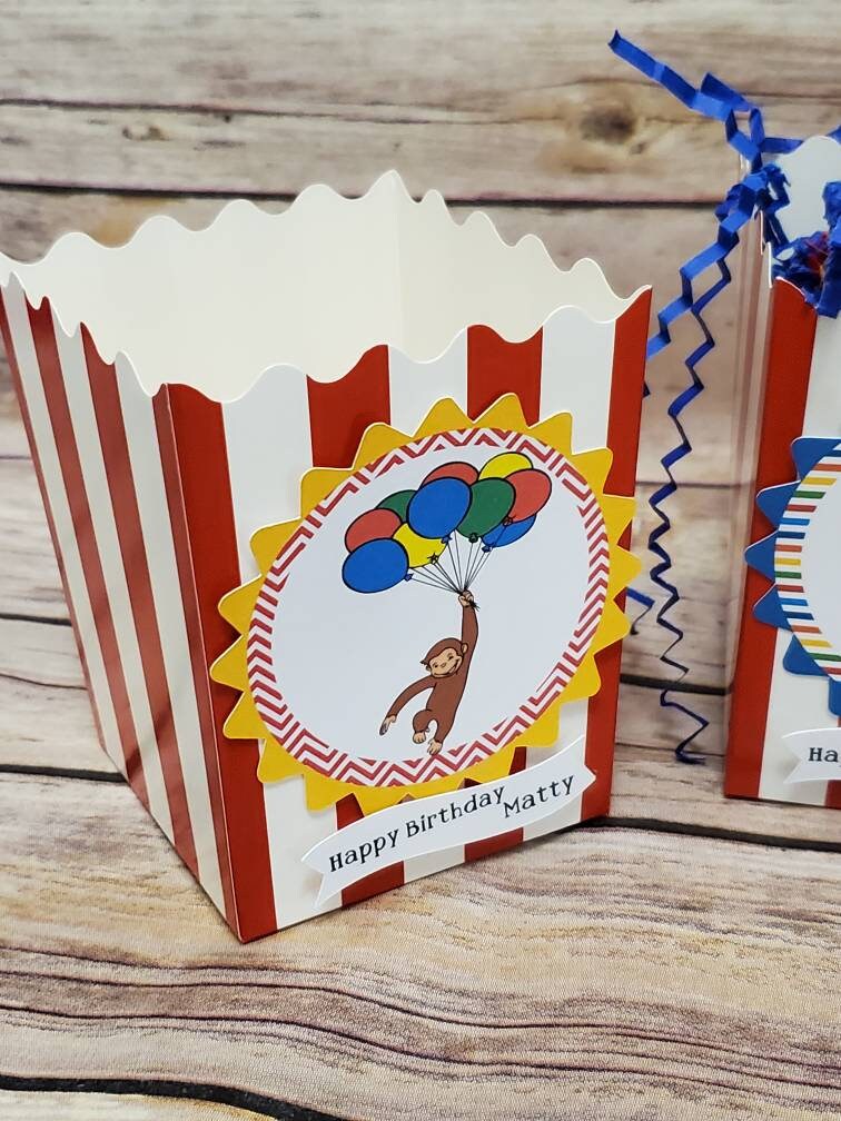 Curious George Popcorn Boxes Curious George Birthday Curious | Etsy