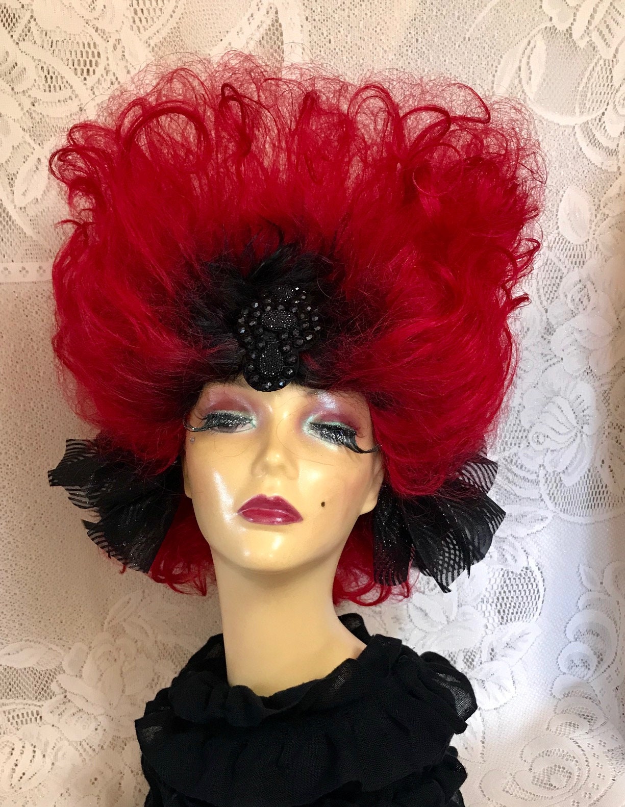 Red and Black Wicked Witch Queen Drag Show Party Wig | Etsy