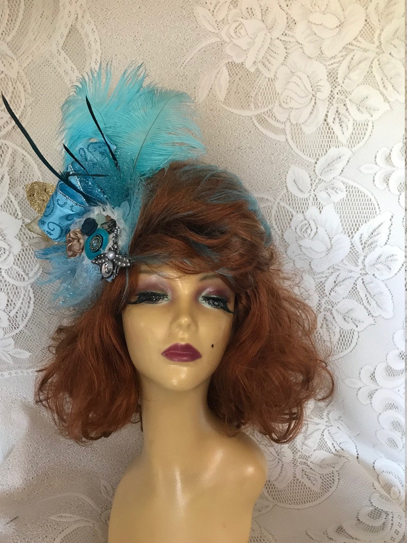 Brown and Teal Vintage Steampunk Costume Wig With Rhinestone | Etsy