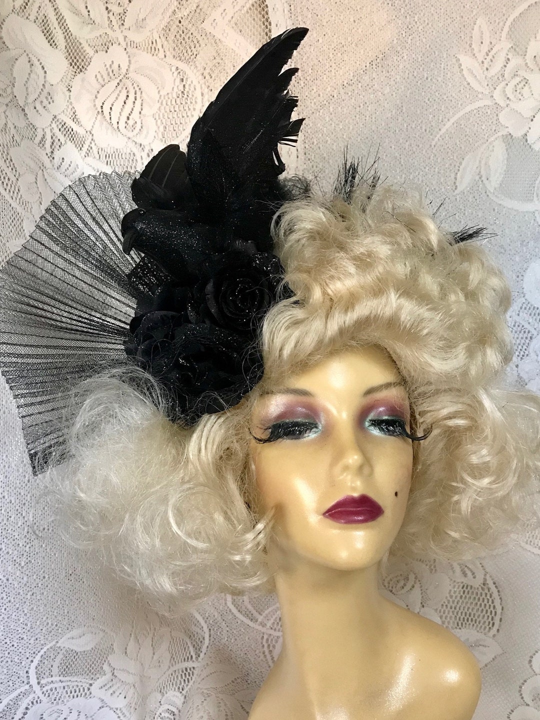 White Blonde Show Drag Witch Wig With Halloween Crow - Etsy