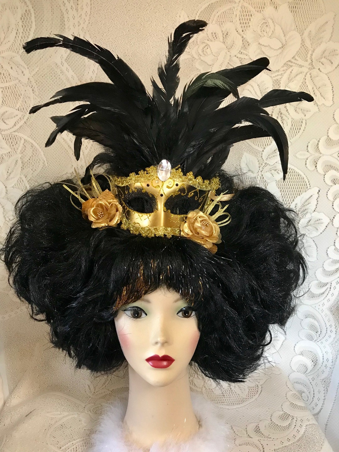 Short Black Mardi Gras Carnival Costume Fun Masquerade Wig - Etsy