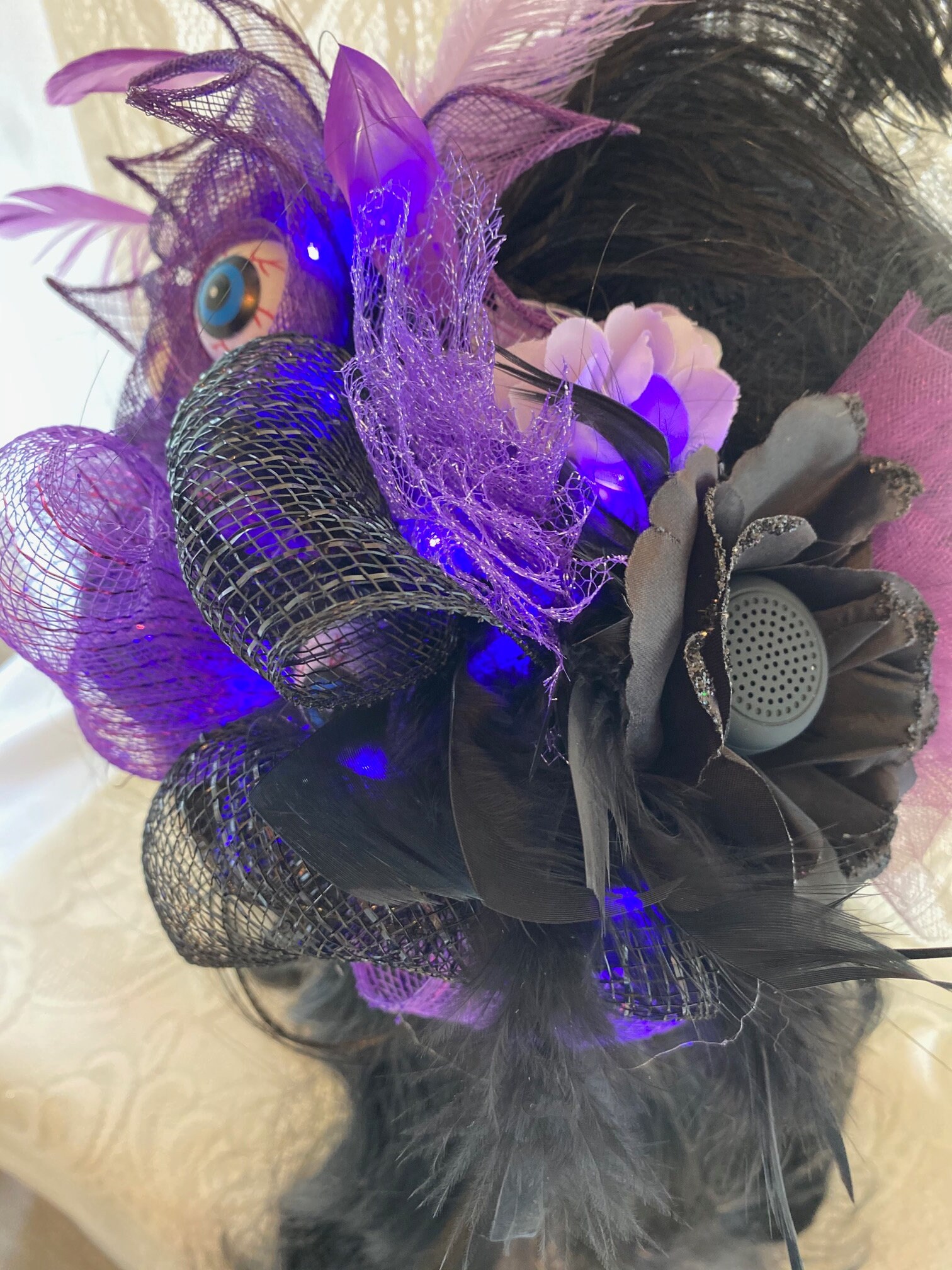 Long Black Witch Lighted Wig With Creepy Eyes and Bluetooth - Etsy