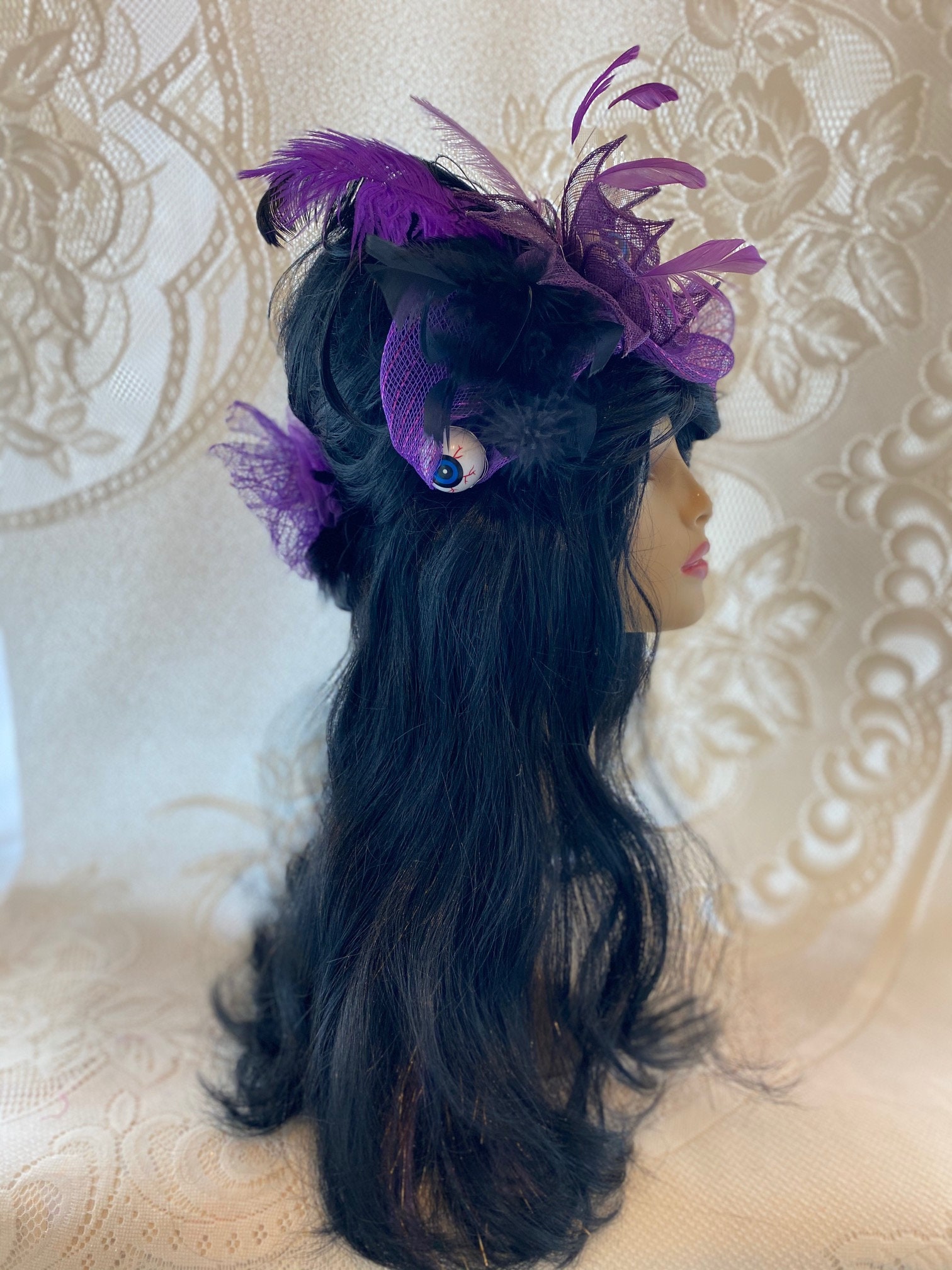 Long Black Witch Lighted Wig With Creepy Eyes and Bluetooth - Etsy