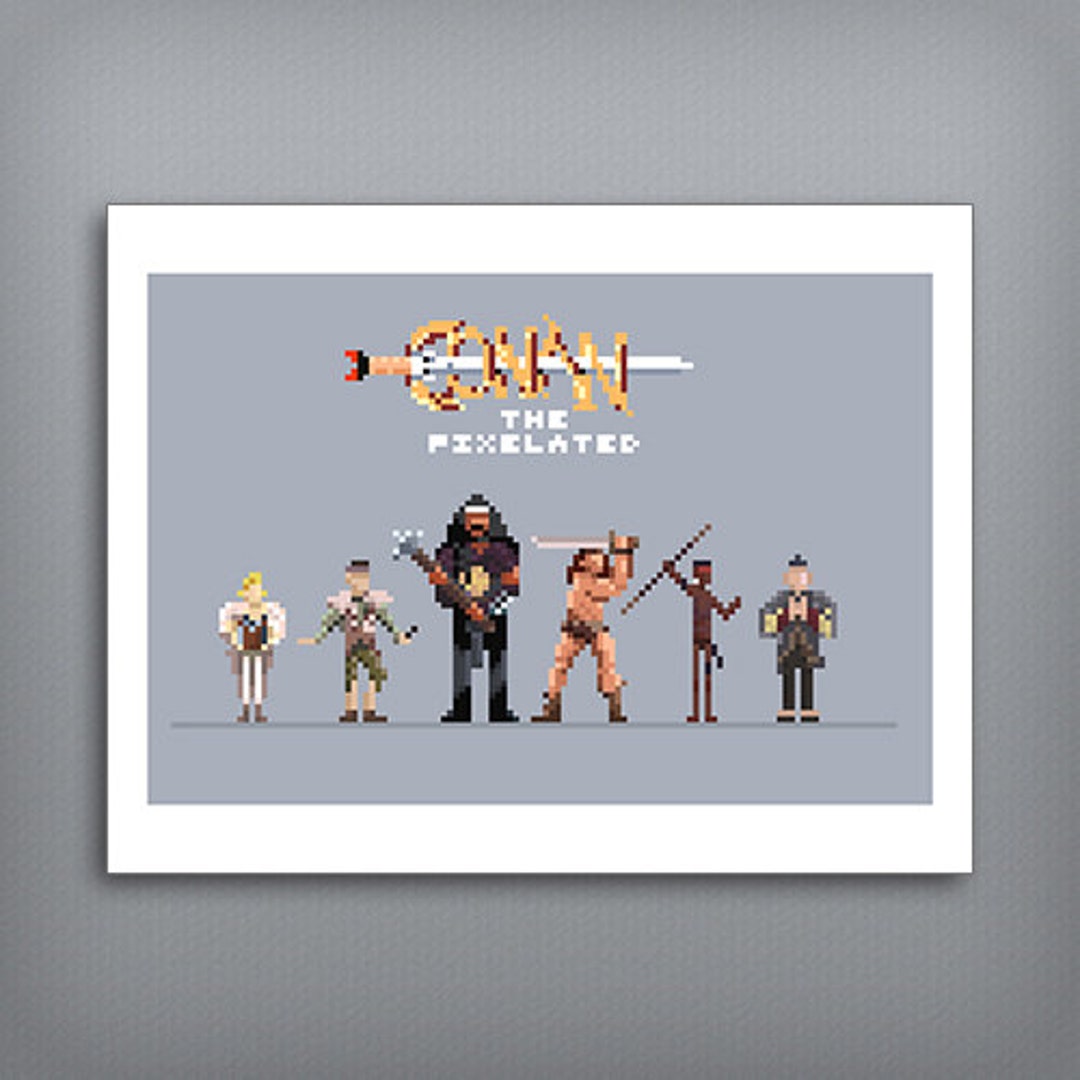 CONAN THE PIXELATED 8.5" X 11" Pixel Art Print, Destroyer, Barbarian ...