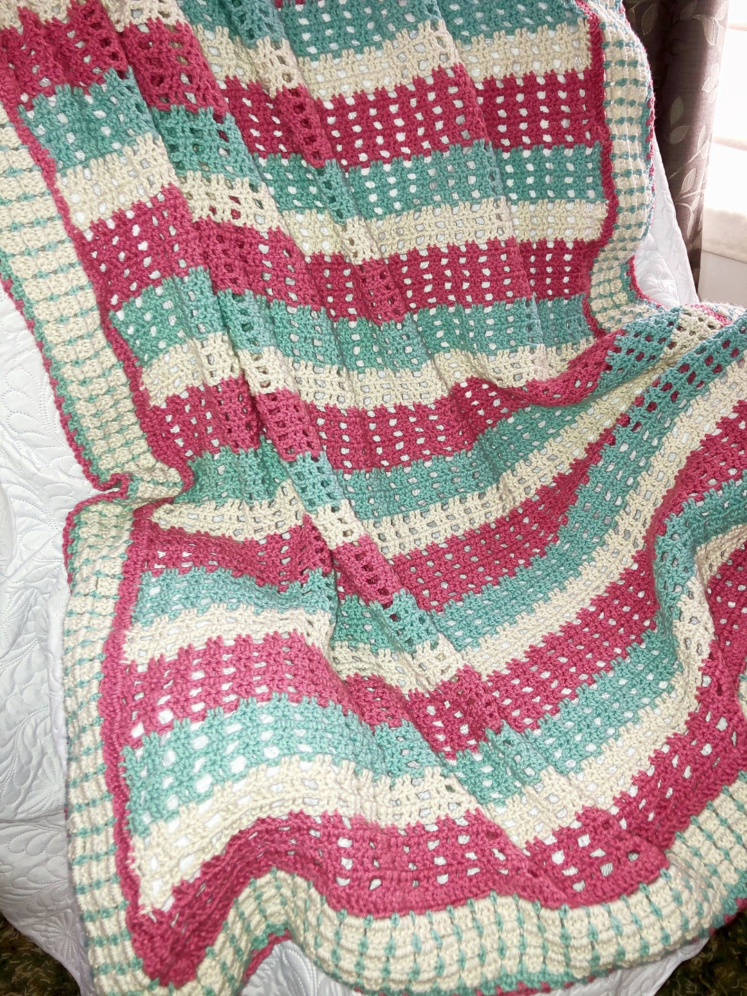 Thinking of Spring Crochet Afghan, Crochet Blanket Pattern, Lacy ...