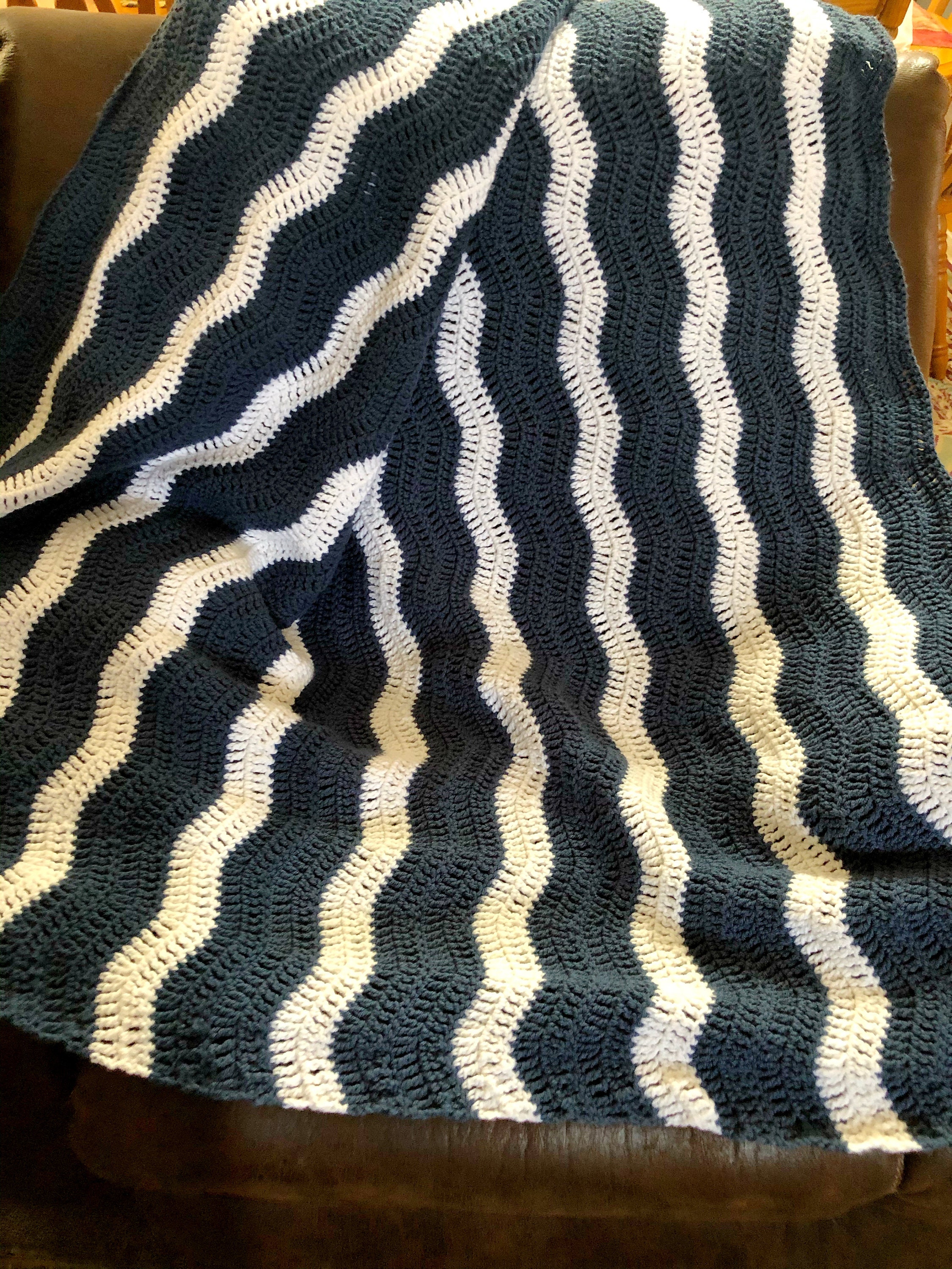 Easy Chevron Crochet Blanket Pattern, Gentle River Ripple Afghan (PDF ...