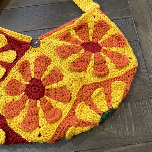 Granny Square Daisy Tote Bag Crochet Pattern, Retro Flower Bag ...