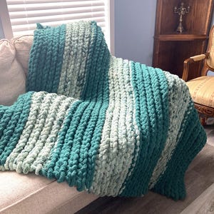 Crochet Pattern & Video, Chunky Log Cabin Easy Throw, Jumbo Blanket ...