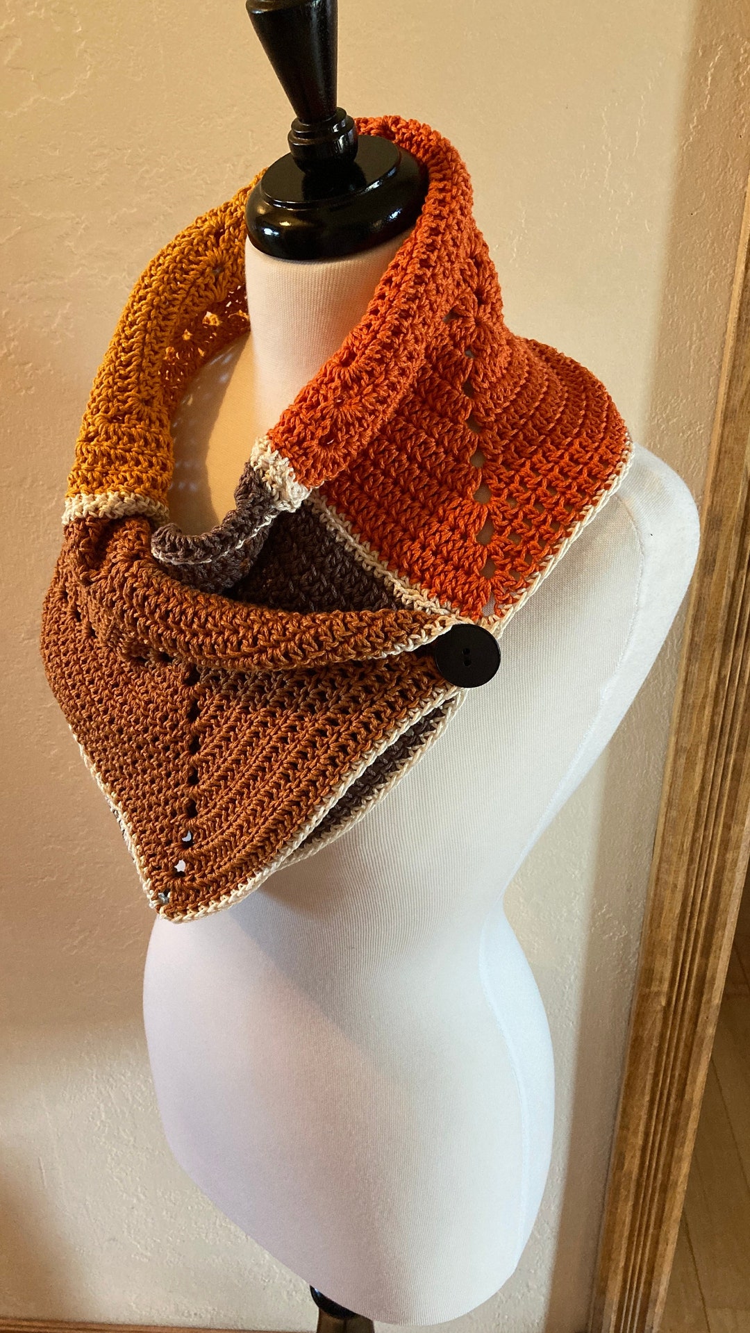 Colorful Button Cowl Crochet Pattern, Easy Scarf for Women, Easy ...