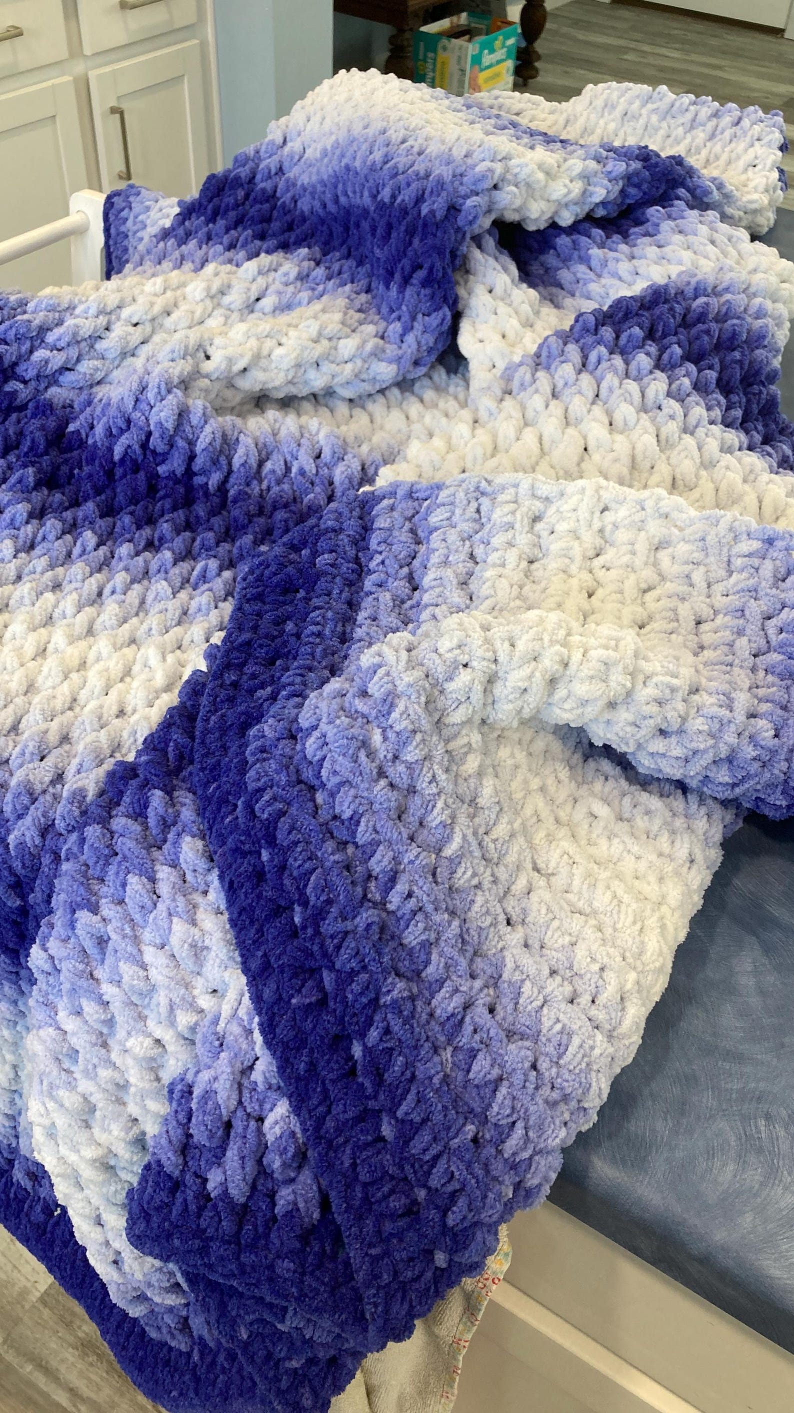 Crochet Pattern Chunky Afghan, Textured Modern Crochet Blanket ...