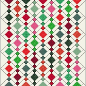 Christmas Quilt Patterns PDF, Cascading Diamonds Quilt Pattern, Red and ...