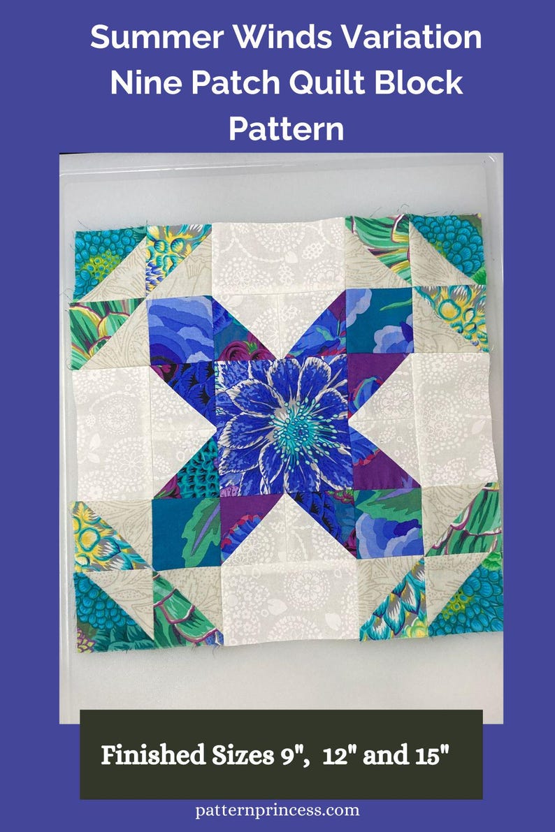 Easy Nine Patch Quilt Block Pattern PDF, Summer Winds Quilt Block ...