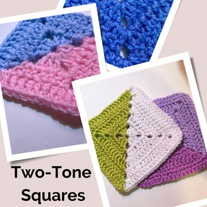 Half Square Triangle Solid Granny Square Pattern, Two-tone Granny, No ...