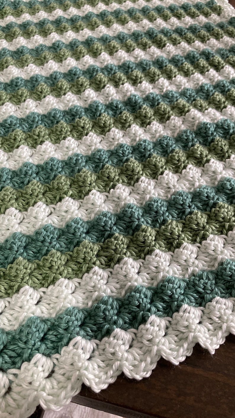 Textured Crochet Baby Blanket Pattern, Simple Sea Glass Design (PDF ...