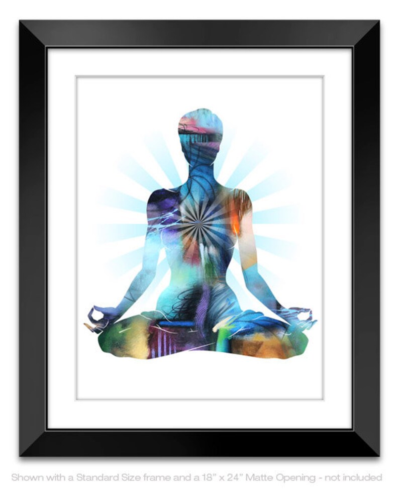 Yoga lotus POSE Moon Colors LARGE Yoga Wall Art Yoga | Etsy
