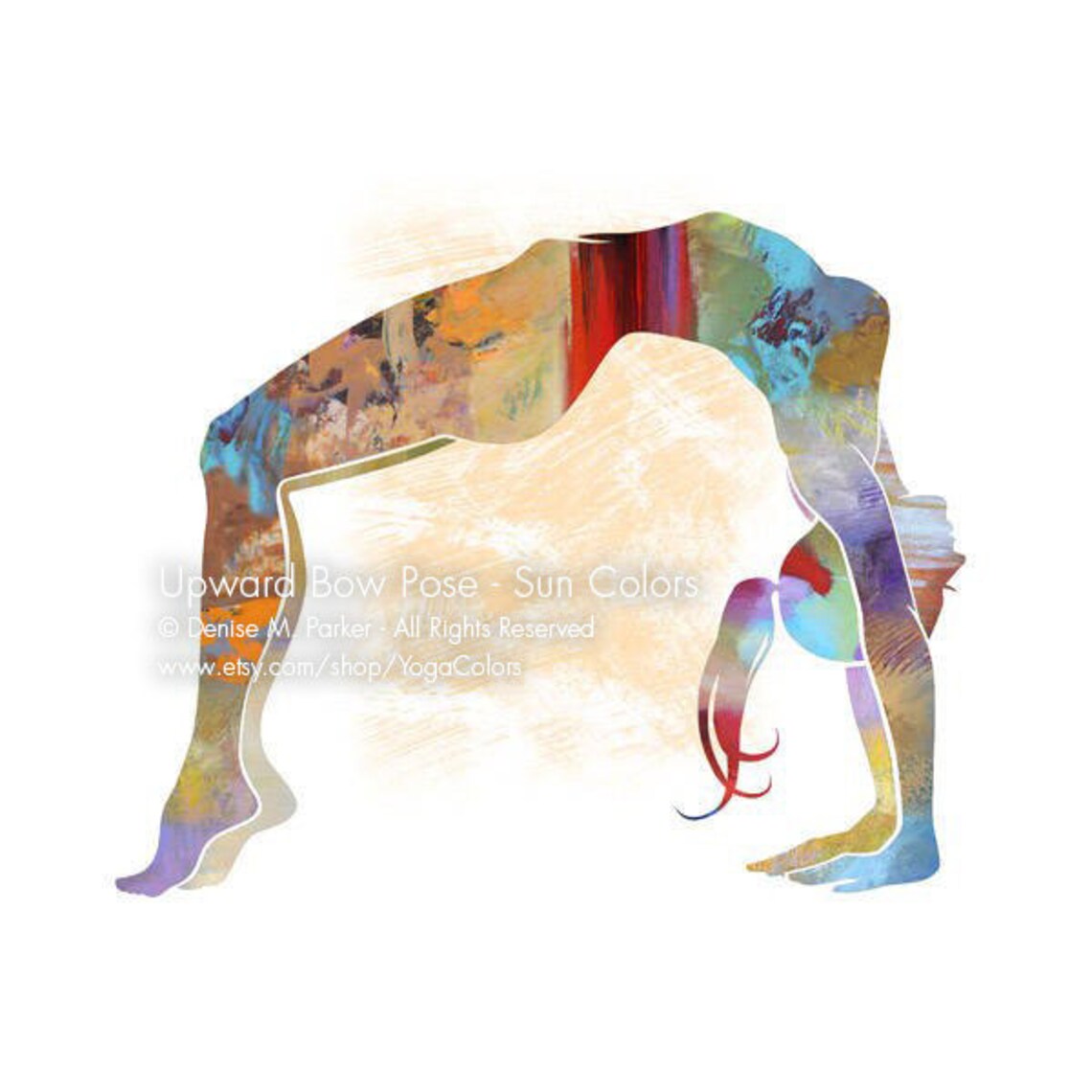 Yoga Art Upward Bow Pose Sun Colors LARGE | Etsy