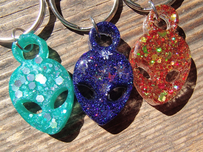 Alien Head Keychain / Bagclip. Choose One, Two or All Handmade Resin ...