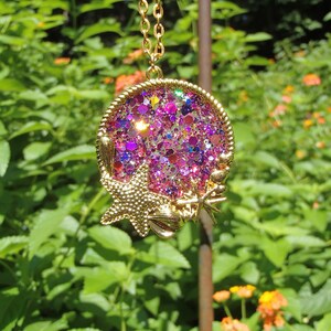 Ocean Glitter Sparkly Necklace. Starfish & Shells Design on - Etsy