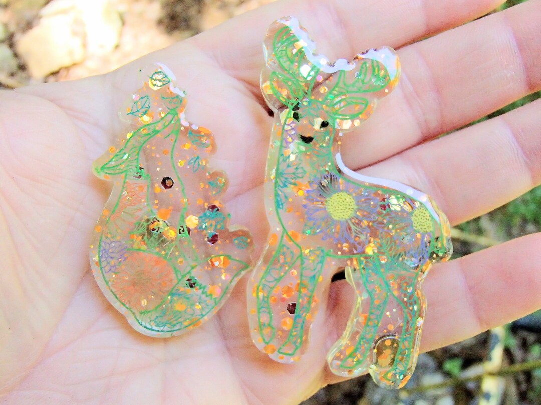 Forest Magnet Set. Deer and Fox Magnets. Etched With Flowers and Leaves ...