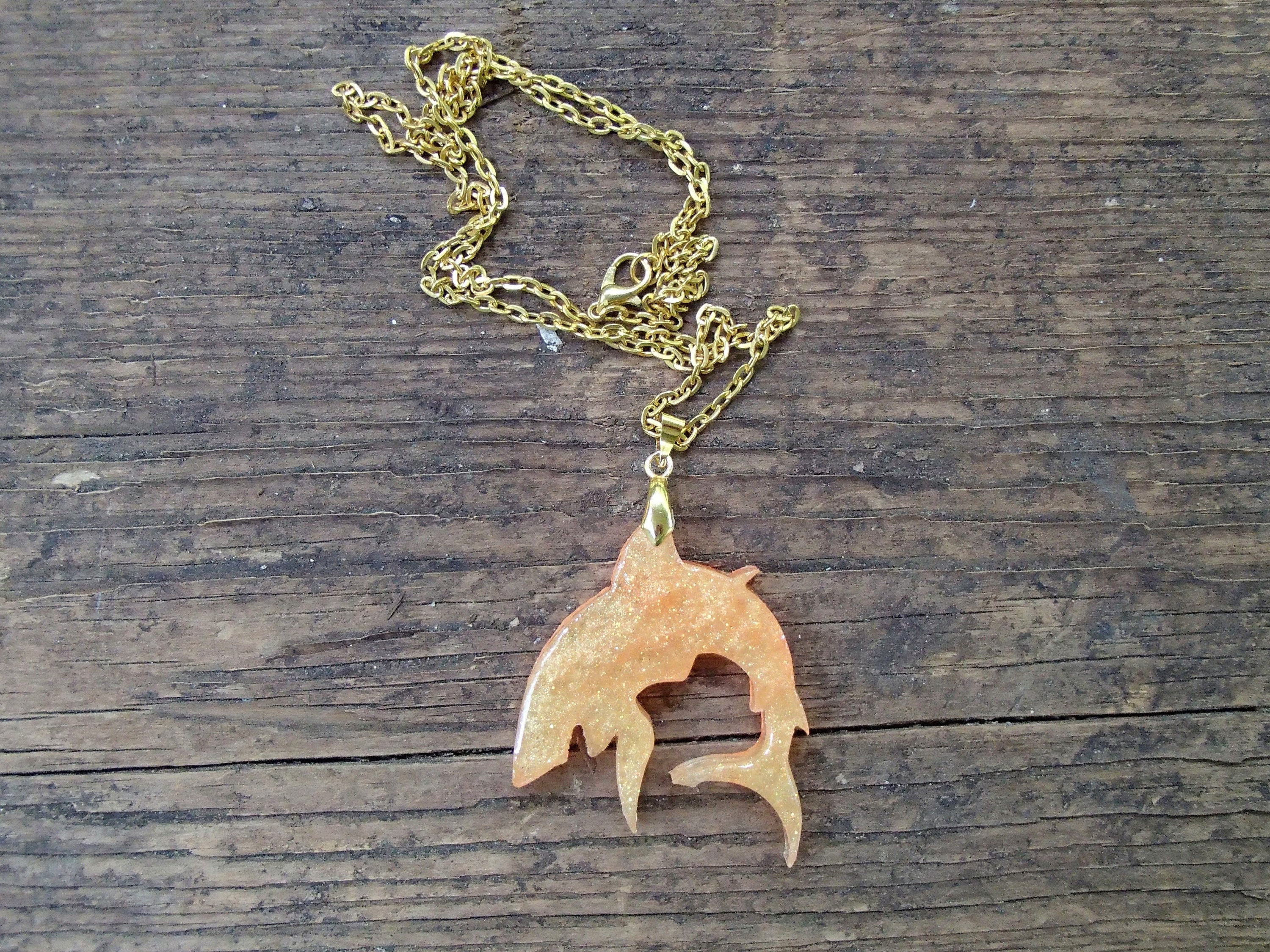 Shark Pendant Necklace. Handmade from Resin. Chain & | Etsy