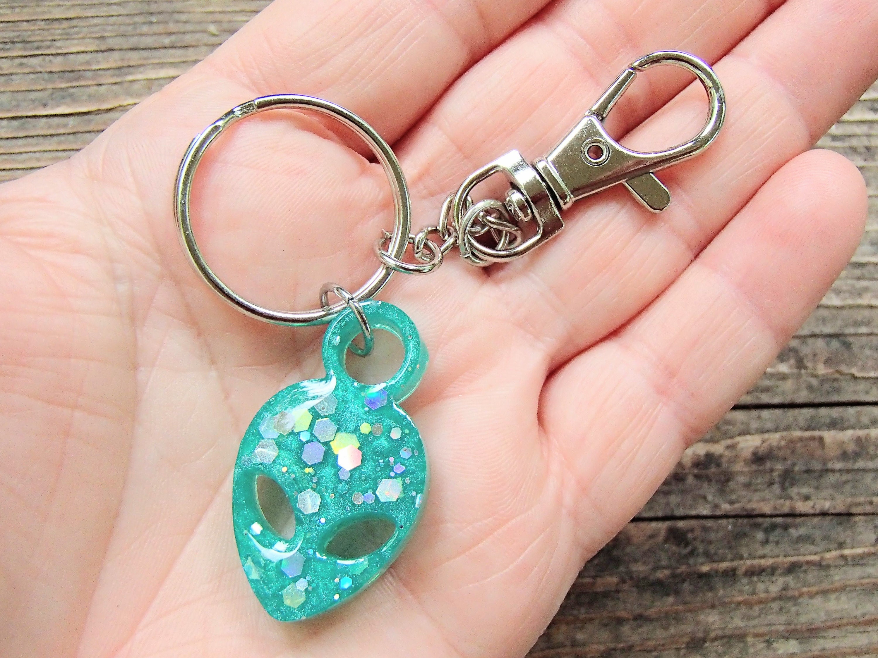 Alien Head Keychain / Bagclip. Choose One, Two or All Handmade Resin ...