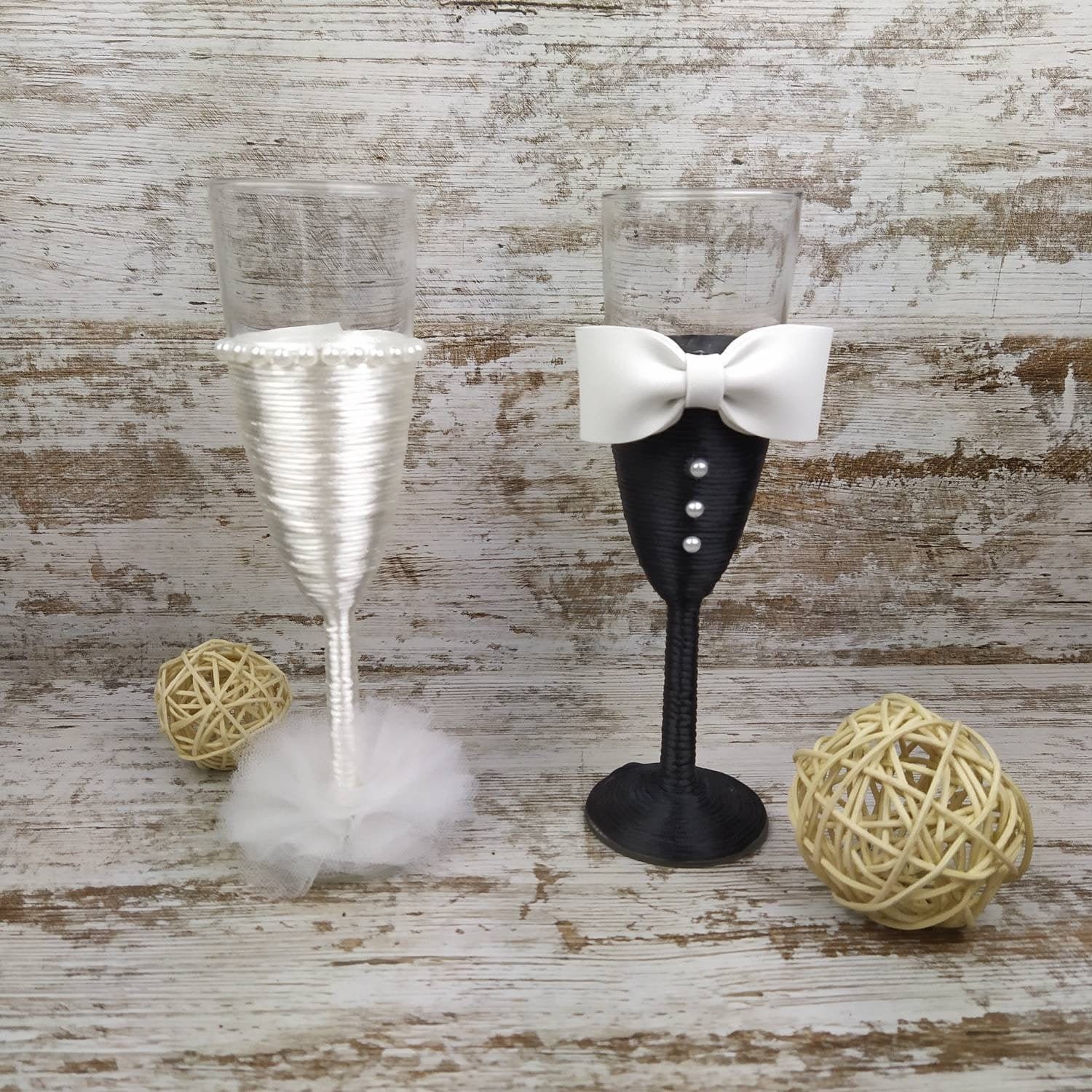 Glass Cups Decorated. Wedding Gift. Wedding Decoration. Romantic ...