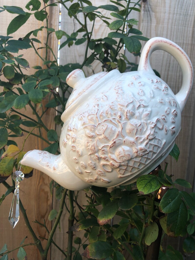 Glass Garden Art Tea Pot and Tea Cup Garden Decor Vintage - Etsy