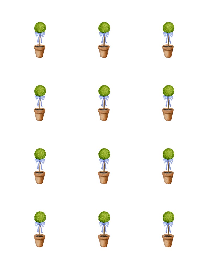 Topiary With Bow - PDF Digital File - Ready to Print Sticker Label - Etsy