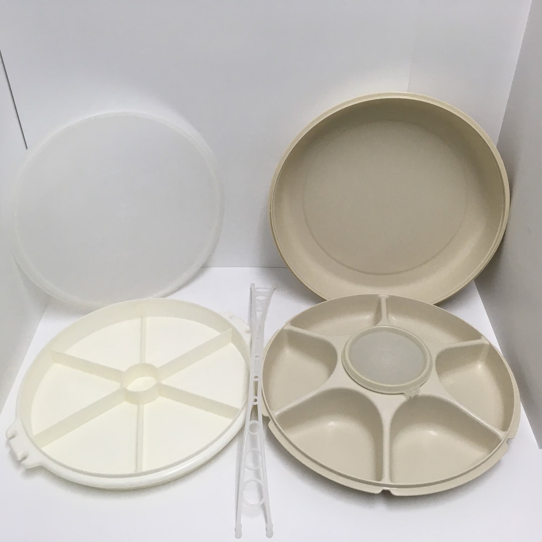 Tupperware Divided Serving Tray W/cover & Divided Party Susan W/lid ...