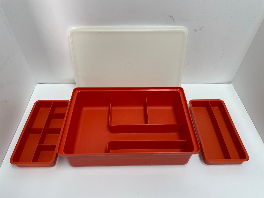 TUPPERCRAFT by TUPPERWARE Orange Craft Box Tackle Organizer Container ...