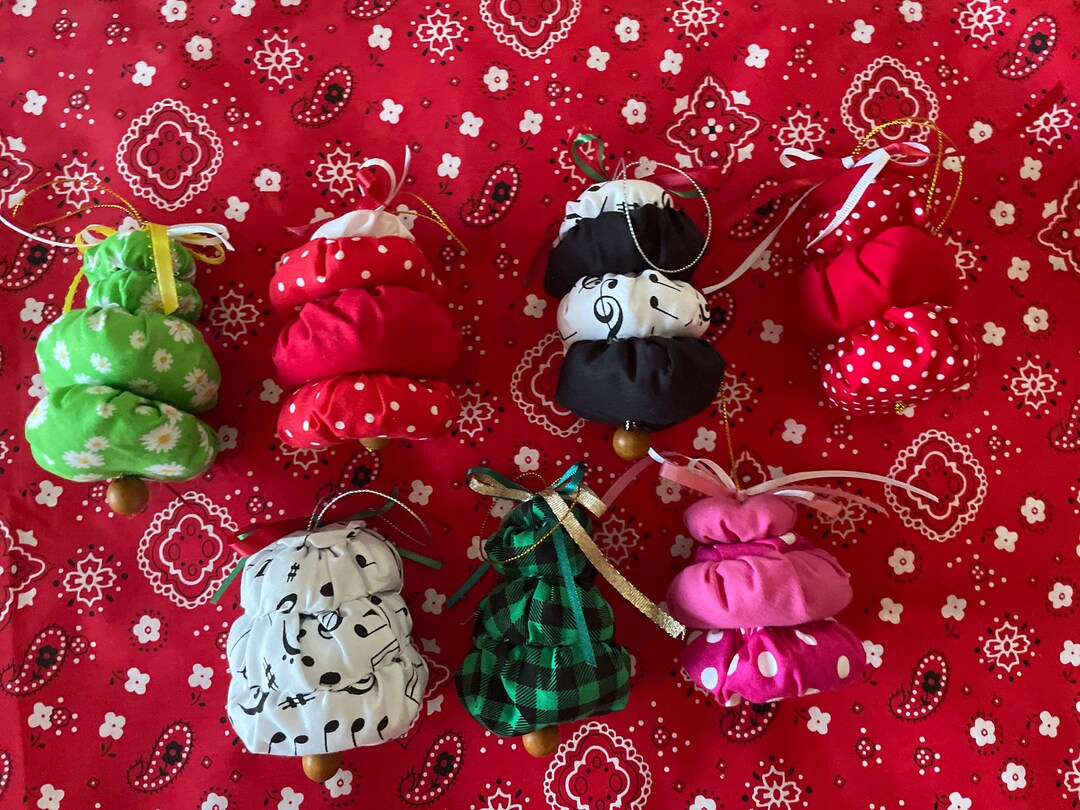 Yo Yo Fabric Christmas Tree Ornament Set - Etsy