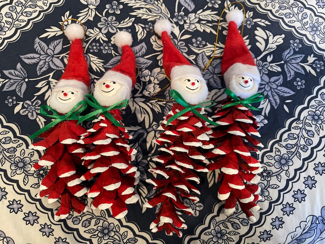Santa Pine Cone Ornament Set - Etsy