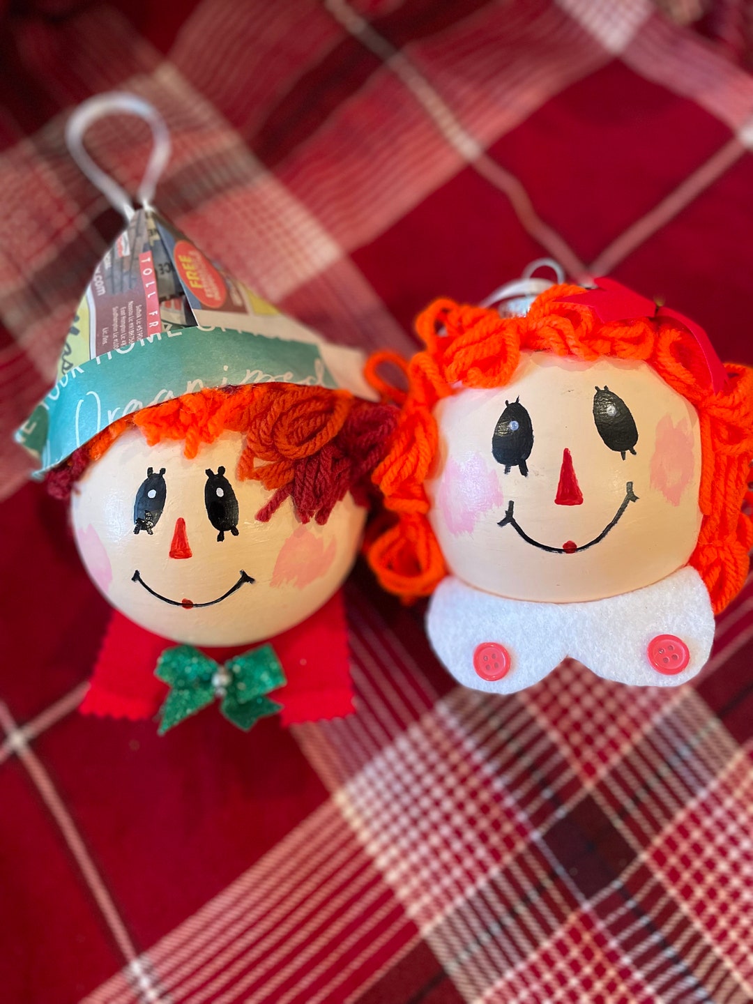 Raggedy Ann & Andy Ornament Set - Etsy