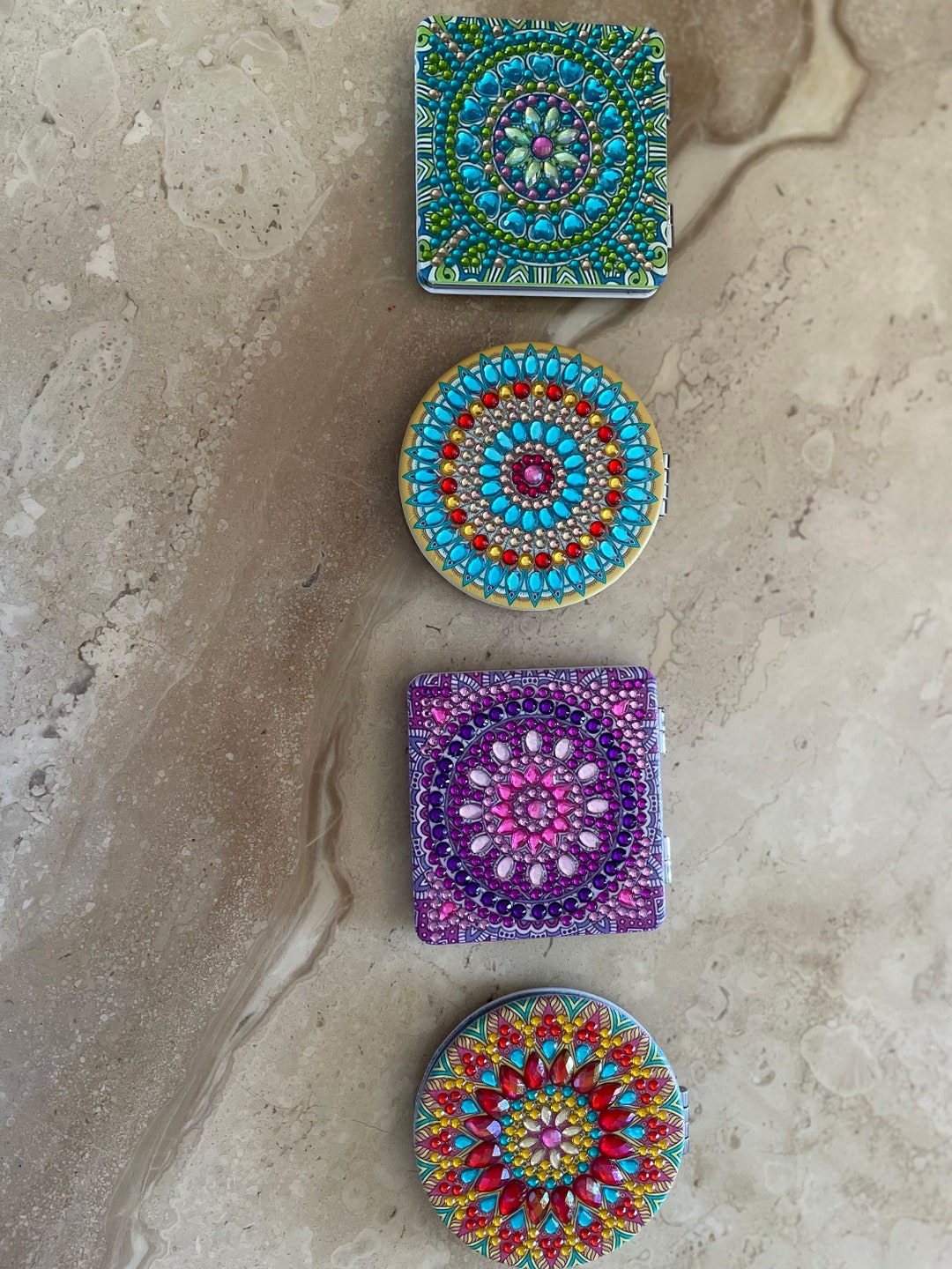 Diamond Art Mandala Compact Mirror - Completed - Etsy