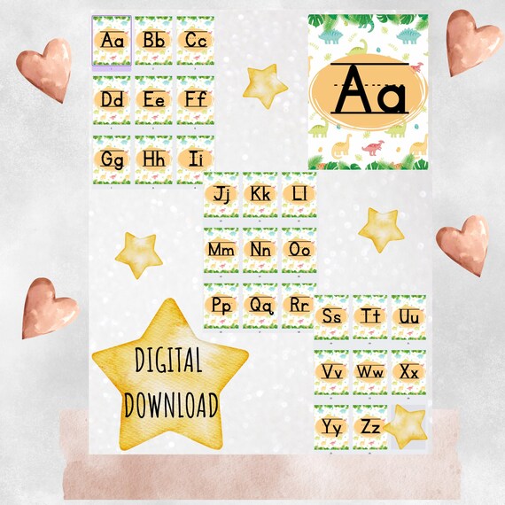 Cute Pastel Dinosaur Printable Alphabet Posters - Etsy