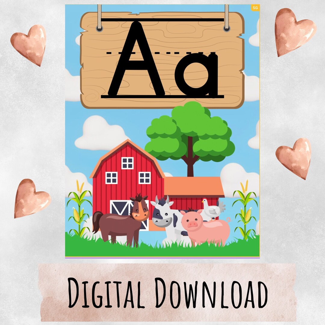 Cute Farm Animals Printable Alphabet Posters - Etsy Australia