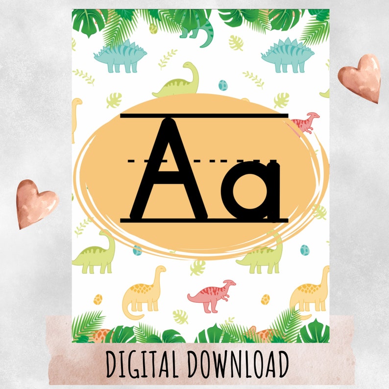 Cute Pastel Dinosaur Printable Alphabet Posters - Etsy