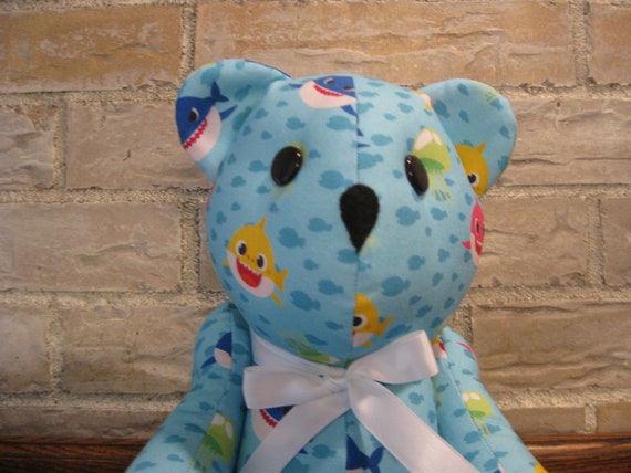 Baby Shark Bear blue stuffed Bear Novelty Bear Souvenir Bear Handmade Bear Custom Bear Teddy Bear Etsy UK