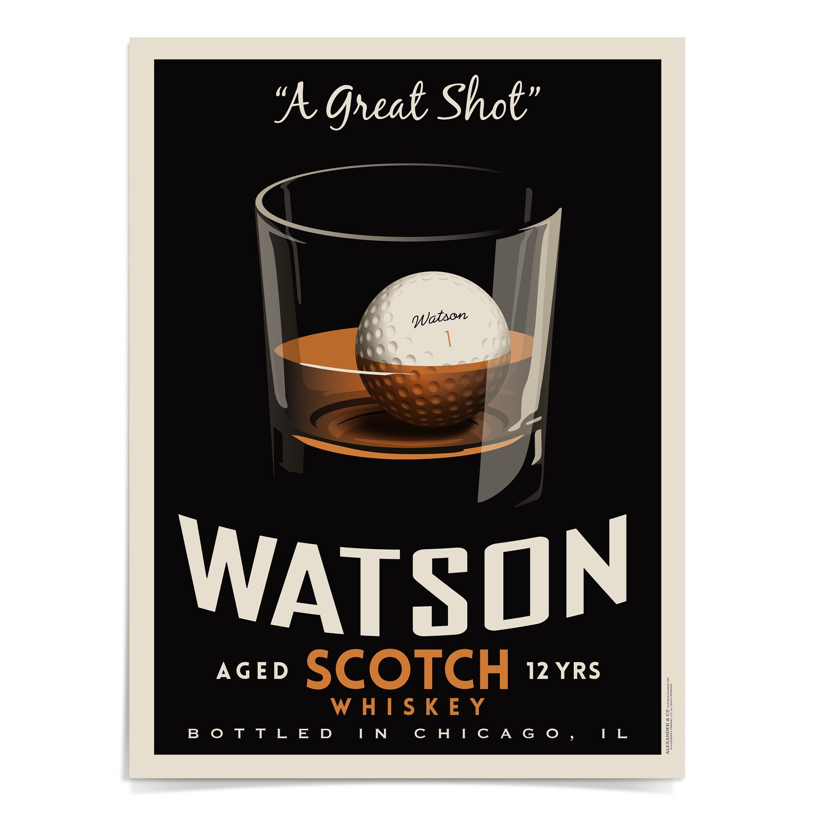 A Great Shot Personalized Whiskey/bourbon/scotch and Golf Unframed Art ...