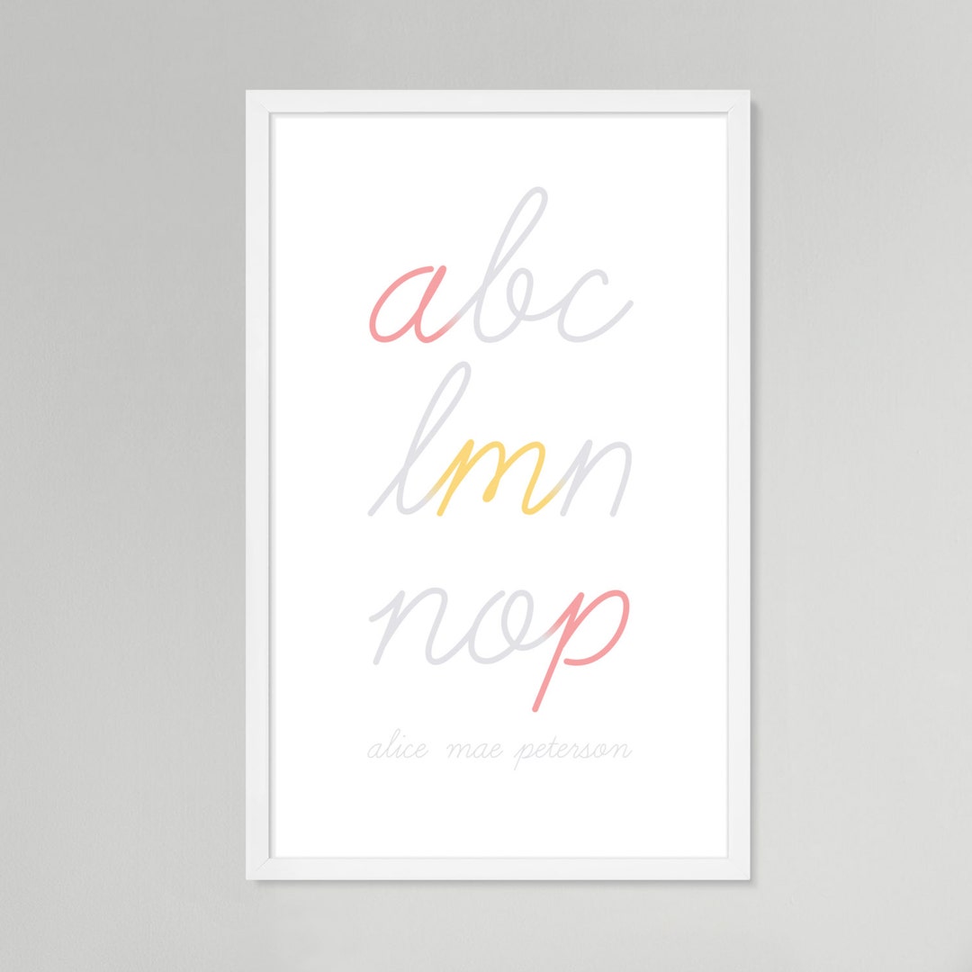 Initial Script Personalized Baby/kids Art (pink, Large) - Etsy