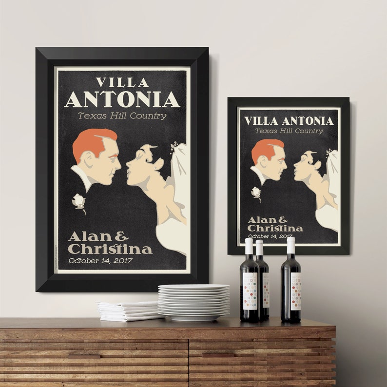 First Kiss Personalized Wedding Art in Classic Frame 18x24 or 24x36 (15 ...