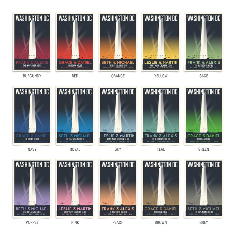 Washington DC Monument Personalized Wedding Art in Guest Book - Etsy