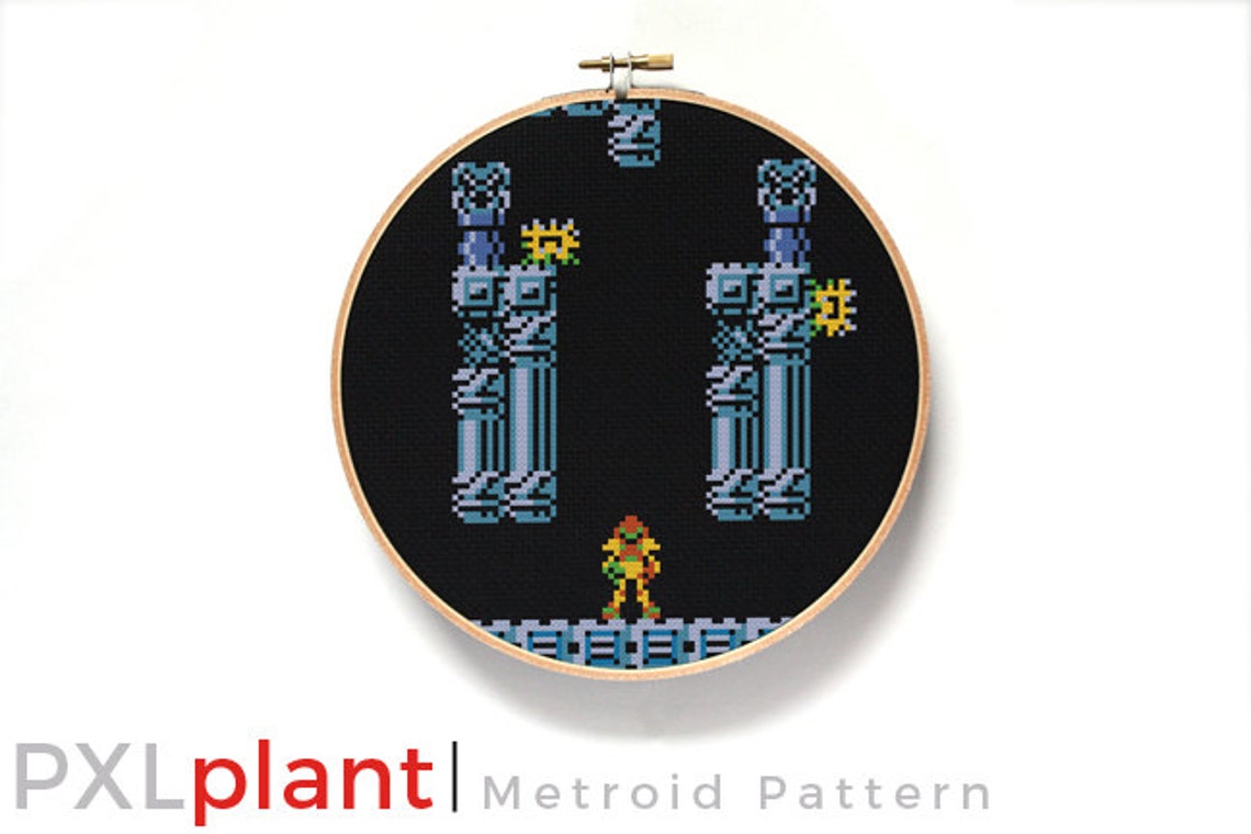 Metroid Cross Stitch Pattern (PDF) | Pixel Art Cross Stitch Pattern ...