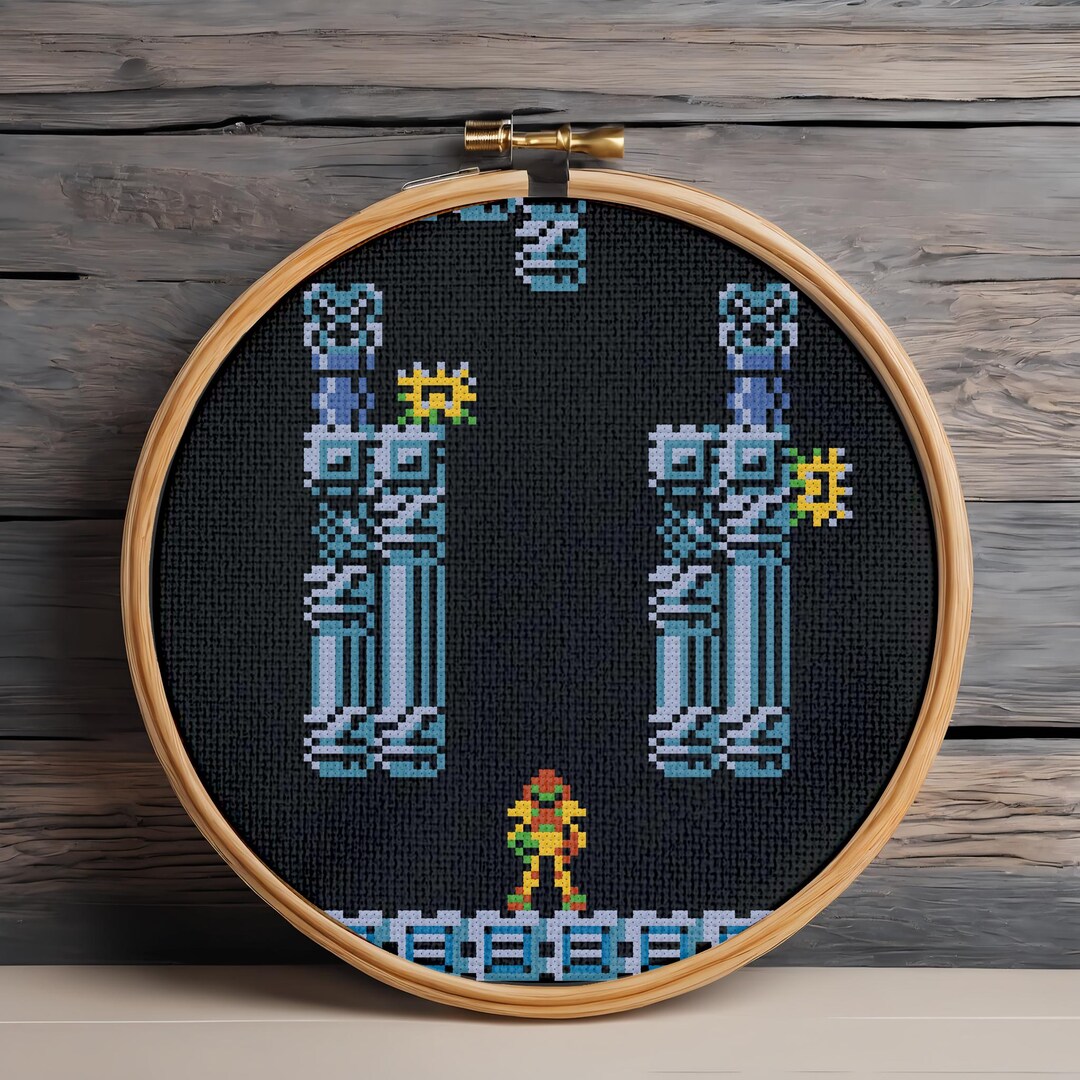 Metroid Cross Stitch Pattern PDF | NES Samus Aran Pixel Art | Retro ...